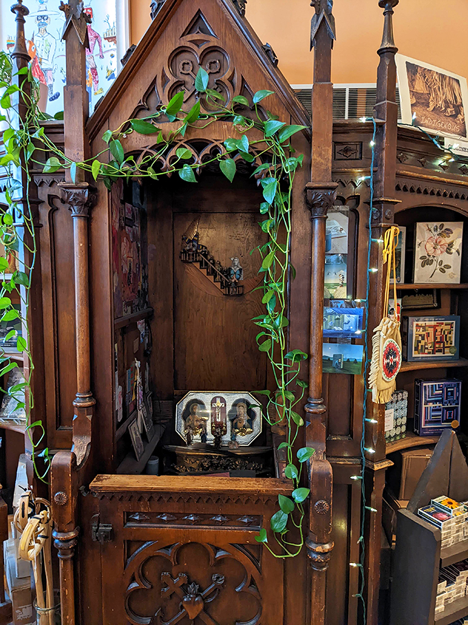 Part confessional, part reading nook – this wooden wonder is where book lovers come to worship at the altar of literature.
