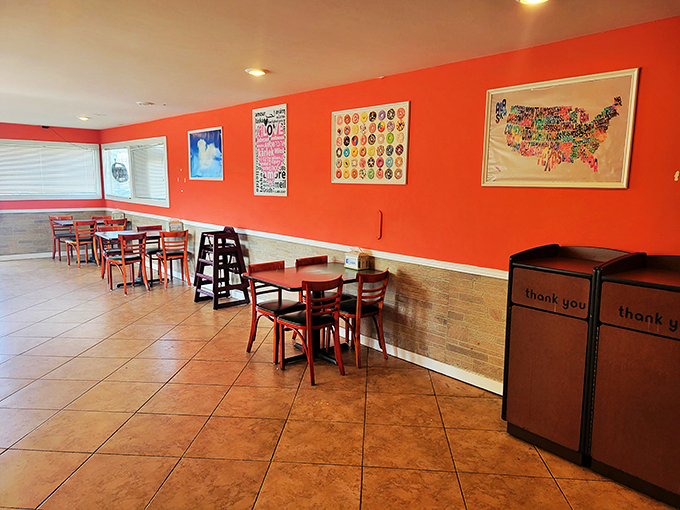 Coral walls and donut-inspired art? It's like someone took a bite out of Florida and turned it into a diner.
