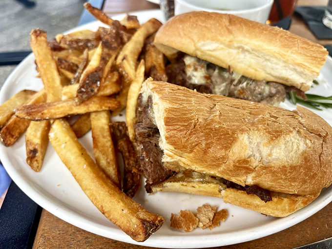 The sandwich that launched a thousand napkins! This French dip is a juicy journey into beef bliss. Photo credit: Lauren M.