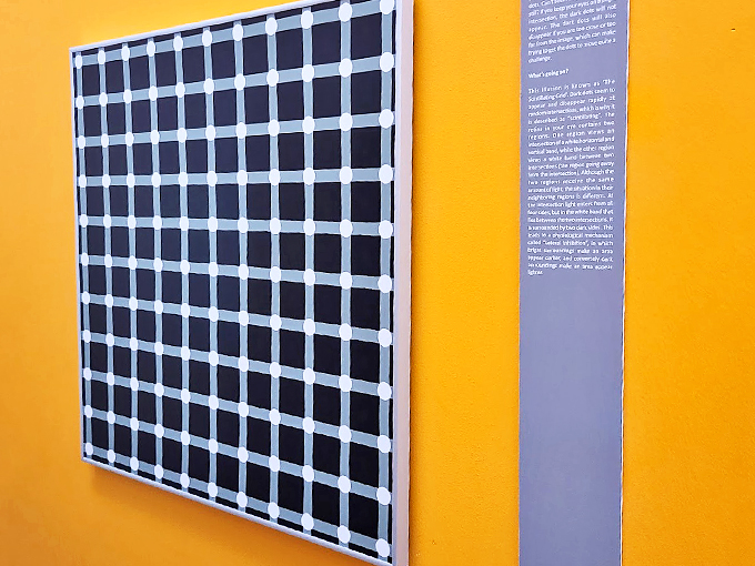 Is it just me, or is this grid doing the cha-cha? Keep your eyes peeled (and maybe cross them a little) to catch these dots playing a game of now-you-see-me, now-you-don't.