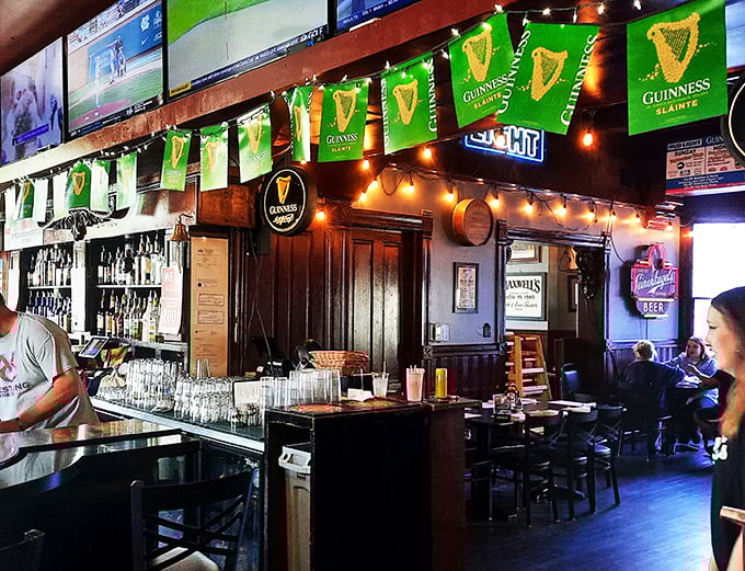 It's like "Cheers" meets "Diners, Drive-Ins and Dives" in here. The only thing missing is Guy Fieri's hair gel.