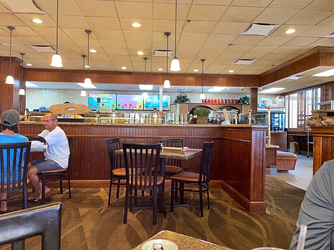 Where everybody knows your name... or at least your sandwich order. This bustling interior is where food meets fellowship, one nosh at a time.