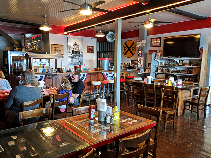 All aboard the flavor train! This bustling dining room is where memories are made, one delicious bite at a time.