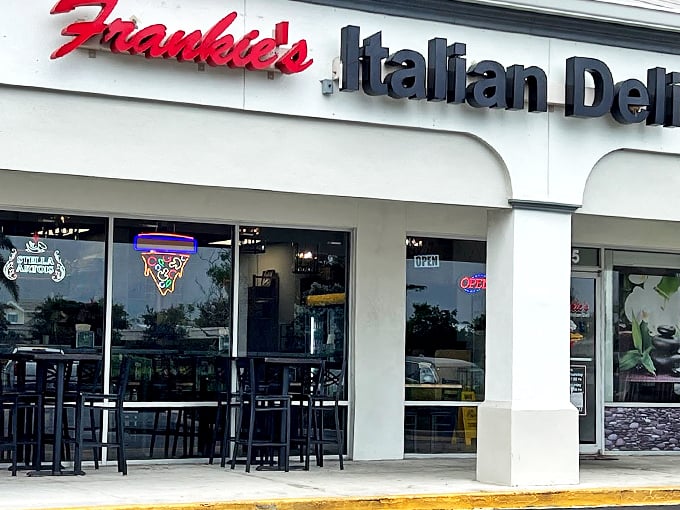 Frankie's: Where the neon pizza sign is your beacon to Italian deliciousness. Follow the glow to flavor town!