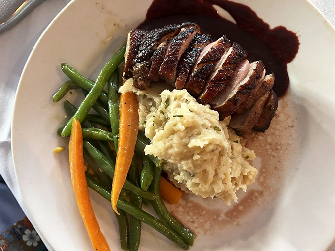 Steak night done right! This plate screams "treat yo' self" louder than any Parks and Rec marathon ever could. Photo credit: MIreya R.