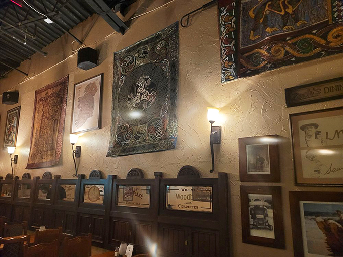 If these walls could talk, they'd speak Gaelic. Vintage signs, Celtic art, and quirky decor create an atmosphere that's part museum, part time machine. Photo credit: Jennifer S.