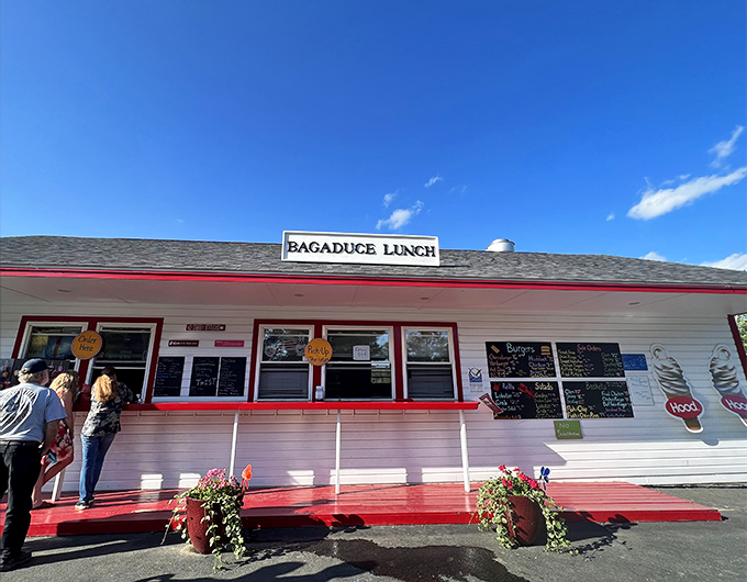 Bagaduce Lunch: Pink paradise by the sea. This charming shack proves that sometimes, the best things in life come in small, rosy packages.