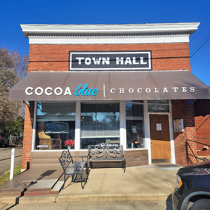 Cocoa Blue Chocolates: Where history meets heavenly truffles. Rochester's Town Hall never tasted so good!