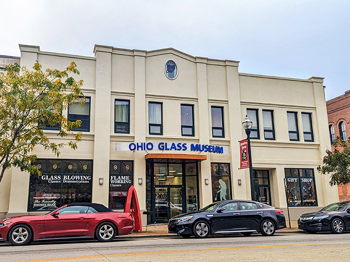 Glass act! The Ohio Glass Museum's facade is as clear as its mission: to dazzle you with transparent treasures.