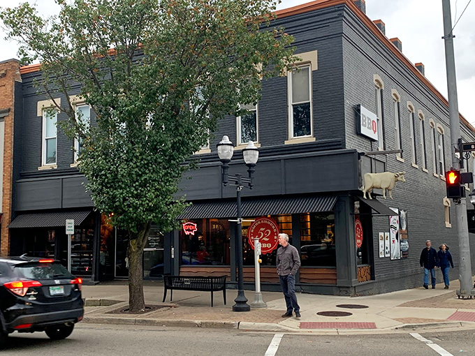 Smokehouse 52 BBQ: Urban cool meets down-home flavor! This sleek facade houses a barbecue experience that's anything but ordinary.