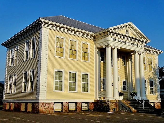 Steam-powered dreams! The Stanley Museum's elegant facade houses enough vintage tech to make Nikola Tesla jealous.
