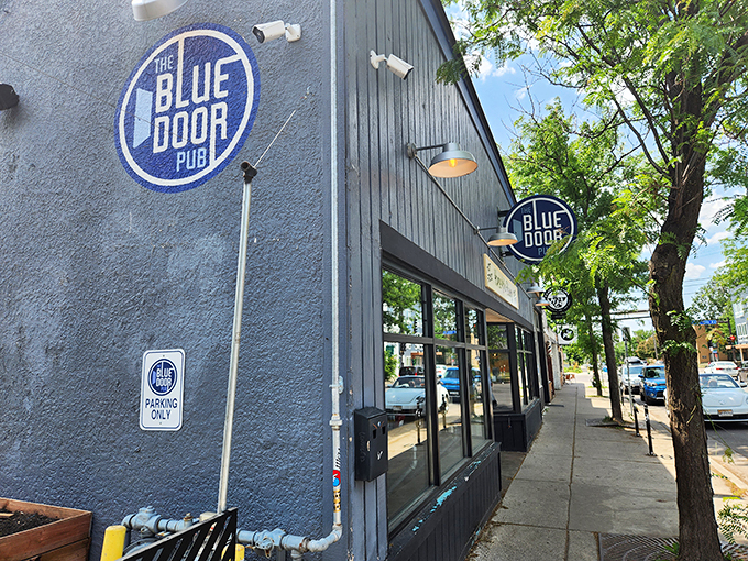 No need to knock - this Blue Door is wide open! A cozy corner pub that looks like it was transplanted from a quaint English village. Photo credit: David Fletcher (RegNeoJazz)
