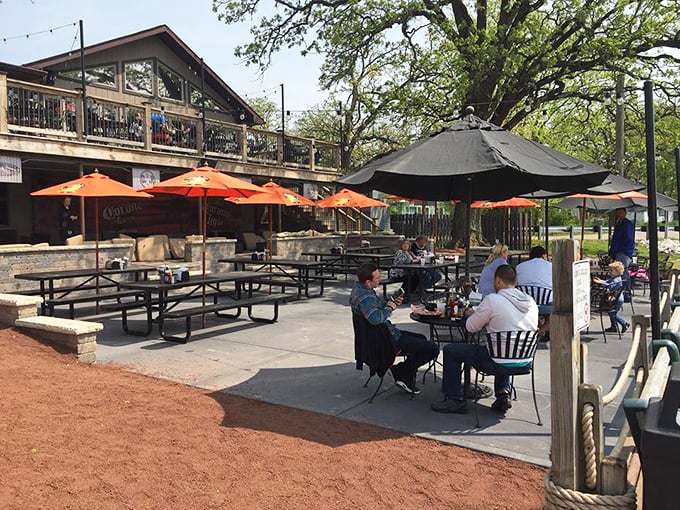 River revelry central! The Broken Oar's multi-level deck is like a choose-your-own-adventure book, but with more wings and cold brews. Photo credit: BROKEN OAR MARINA-BAR & GRILL