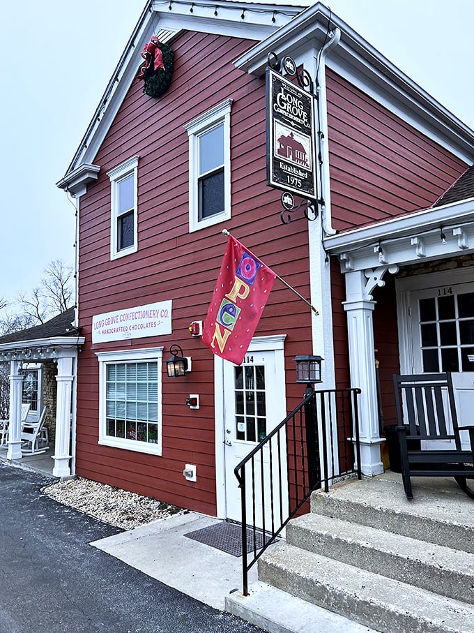 Norman Rockwell meets Willy Wonka! This charming red building houses sweet treasures that would make even Grandma jealous.