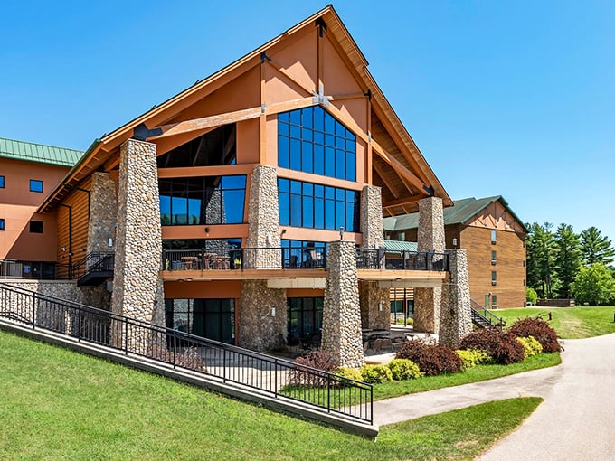 Log cabin meets modern marvel! This place is so grand, Paul Bunyan might mistake it for his summer home. Photo credit: Three Bears Resort