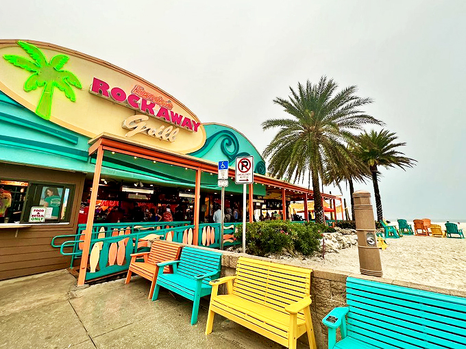 Beachfront bliss at Frenchy's! Wiggle your toes in the sand while you dine &ndash; it's multitasking at its most delicious.