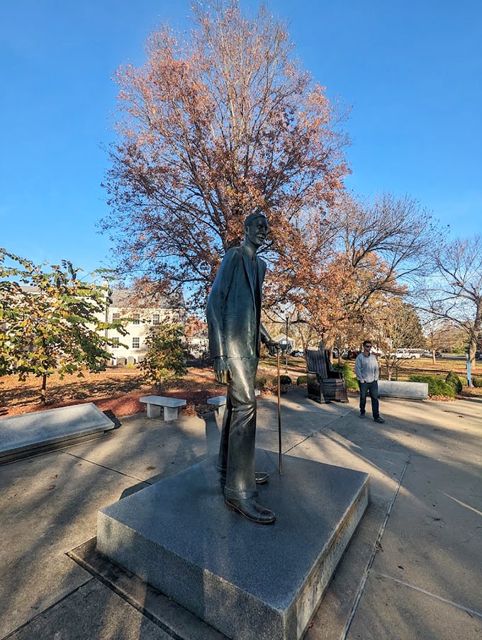 Head in the clouds, feet on the ground. Alton's tribute to Wadlow stands tall in more ways than one.