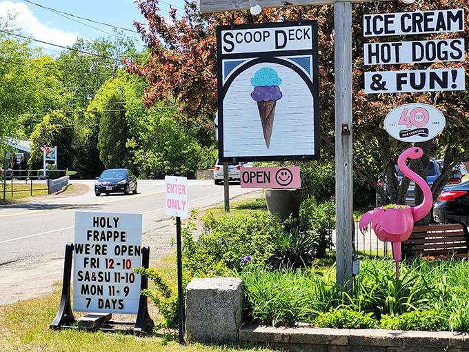 Holy frappe, we're open! Scoop Deck's witty signs are almost as delightful as their ice cream. Almost.
