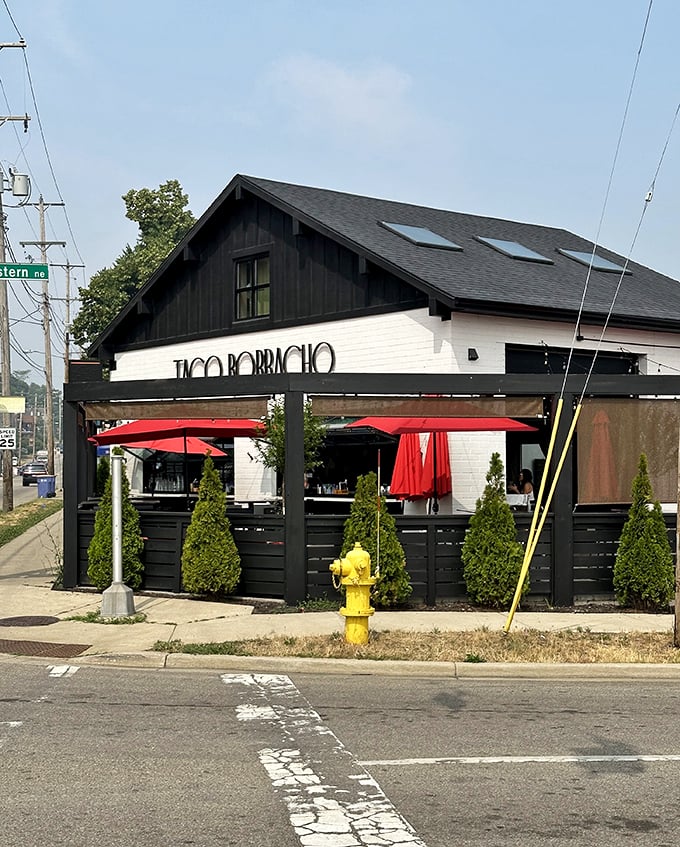 Red umbrellas and black exteriors? Taco Borracho is the film noir of Mexican restaurants, with a plot twist of flavor in every bite.