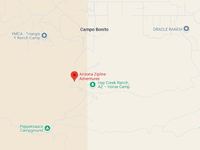 arizona zipline adventures map