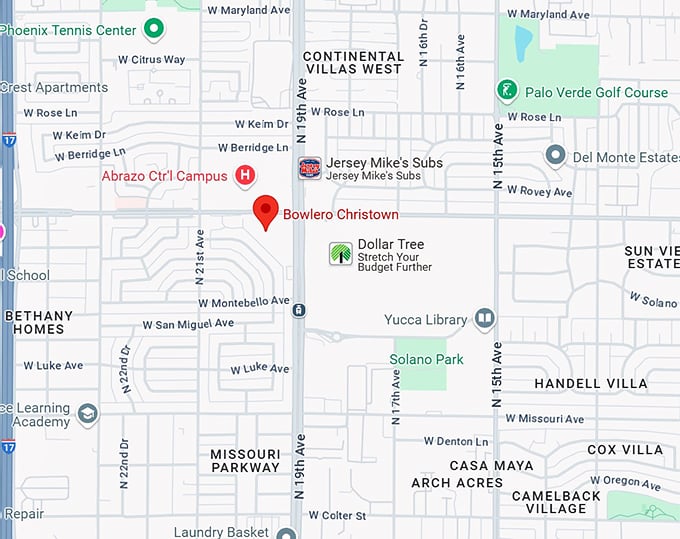 bowlero christown map