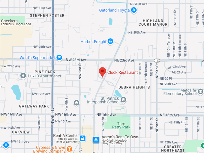 clock restaurant map