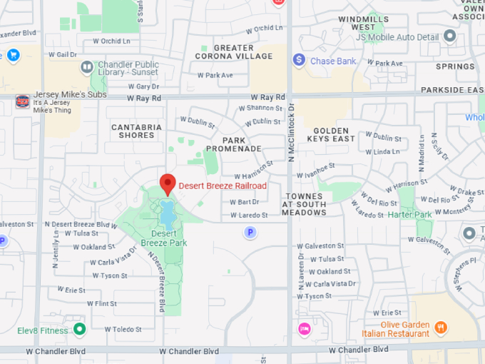 desert breeze railroad in chandler's desert breeze par map