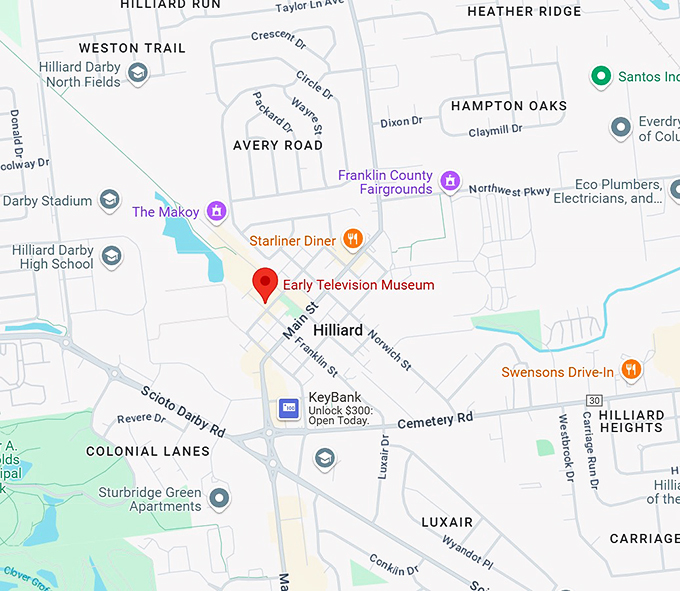 early television museum map