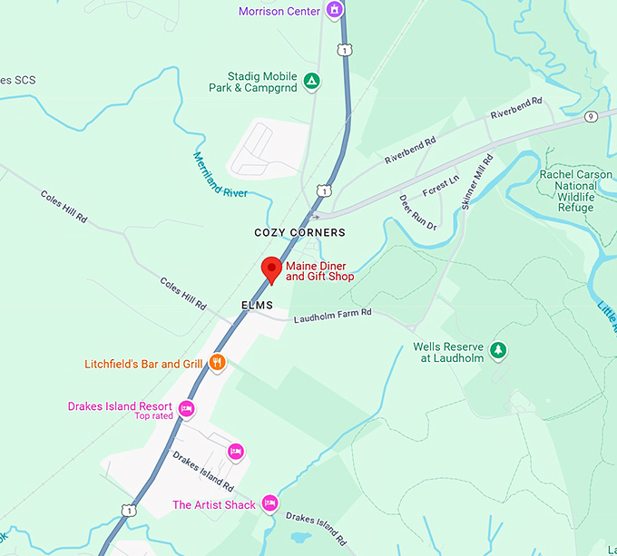 maine diner and gift shop map