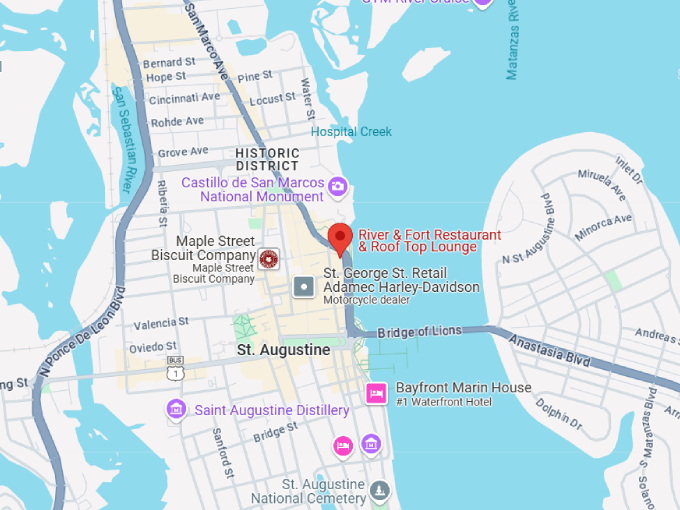river & fort restaurant and rooftop lounge map