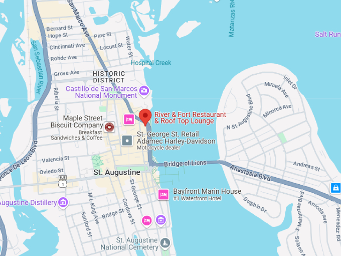 river & fort restaurant and rooftop lounge map