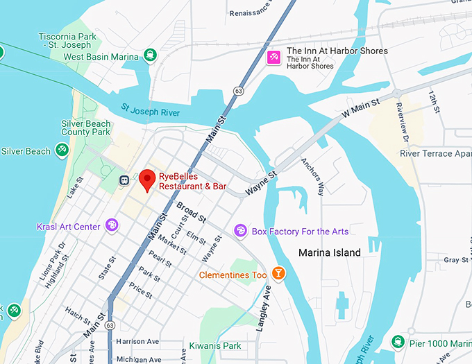 ryebelles restaurant & bar map