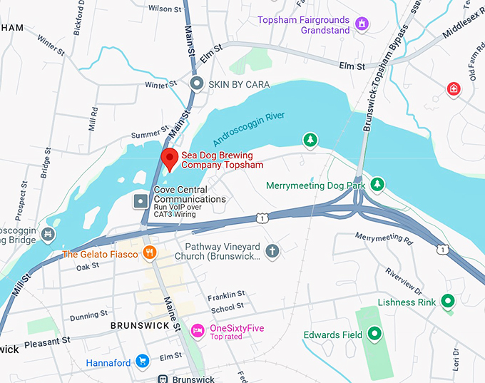 sea dog brewing company topsham map