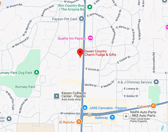 sweet country charm fudge & gifts map