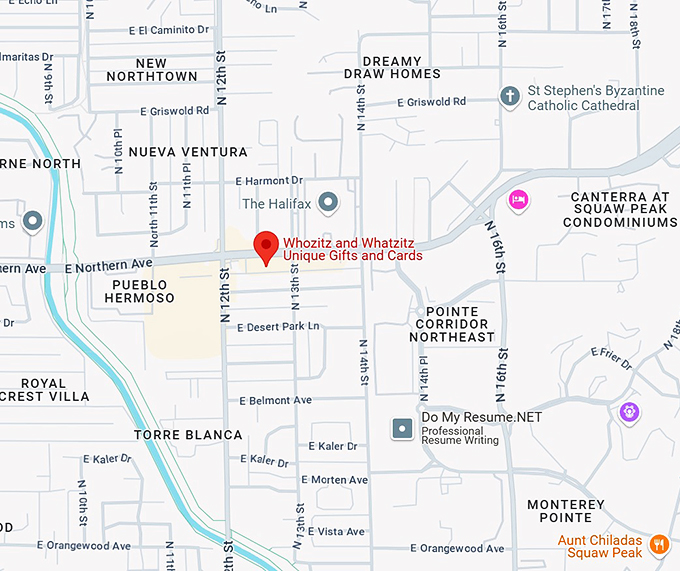 whozitz and whatzitz unique gifts and cards map