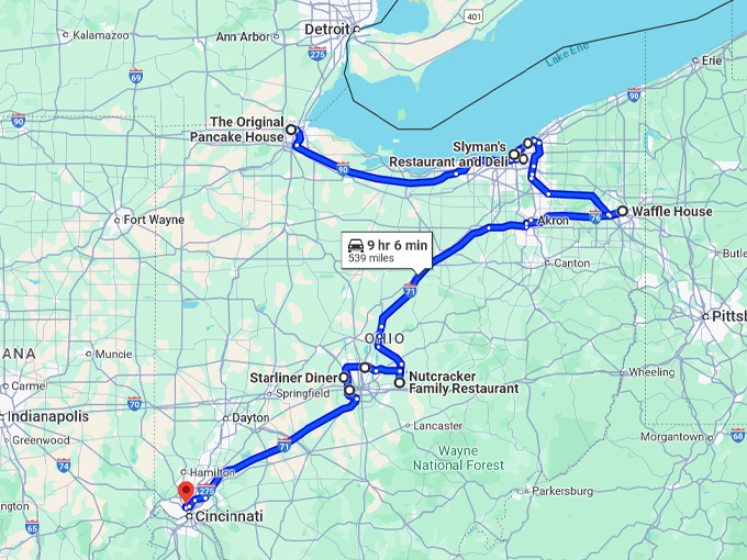 ohio-road-trip-diners map