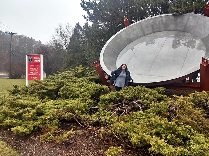 Behold the behemoth! This colossal cherry pie pan could double as a spaceship landing pad or the world's most ambitious birdbath.