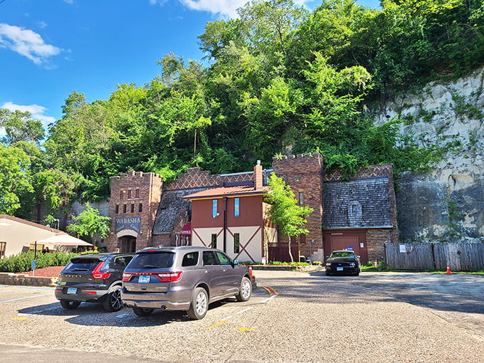 Castle or cave? This brick facade is the gateway to underground adventures, where history and mystery intertwine like vines on ancient stone.