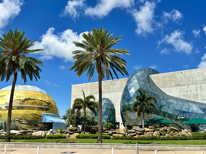 Buckle up, art lovers! This isn't your average beach ball - it's The Dalí Museum's mind-bending geodesic dome, ready to transport you into a world of surreal wonders.