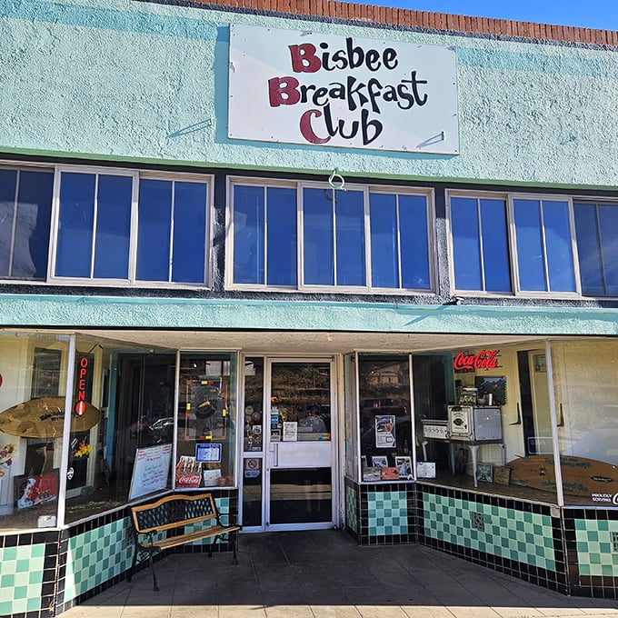 Welcome to breakfast nirvana! The Bisbee Breakfast Club's turquoise exterior promises a feast for both your eyes and taste buds.