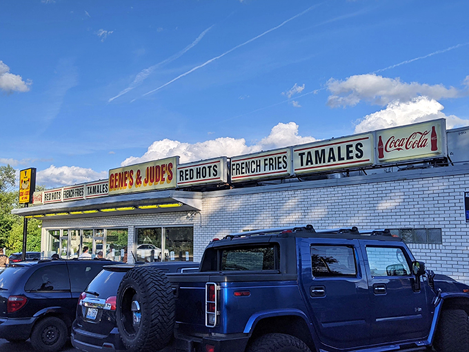 Welcome to hot dog heaven! Gene & Jude's iconic facade promises a taste of Chicago history with every bite.
