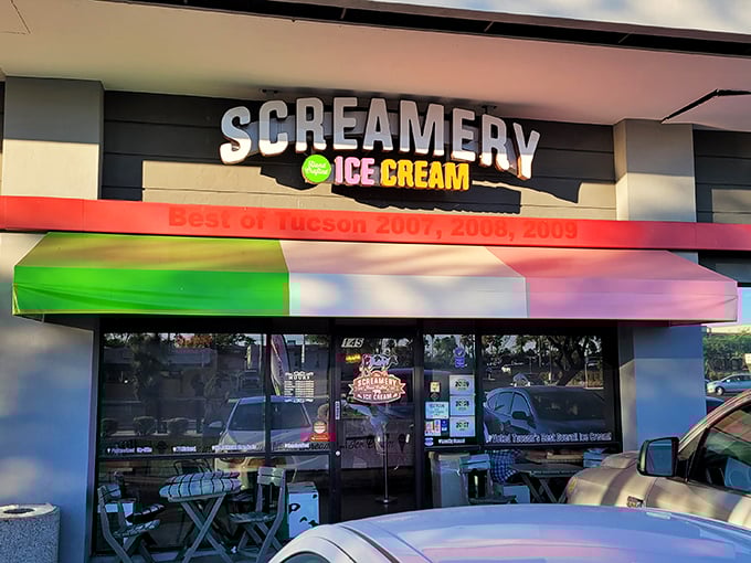 Welcome to flavor paradise! The Screamery's vibrant storefront is like a beacon of deliciousness in the Arizona heat.