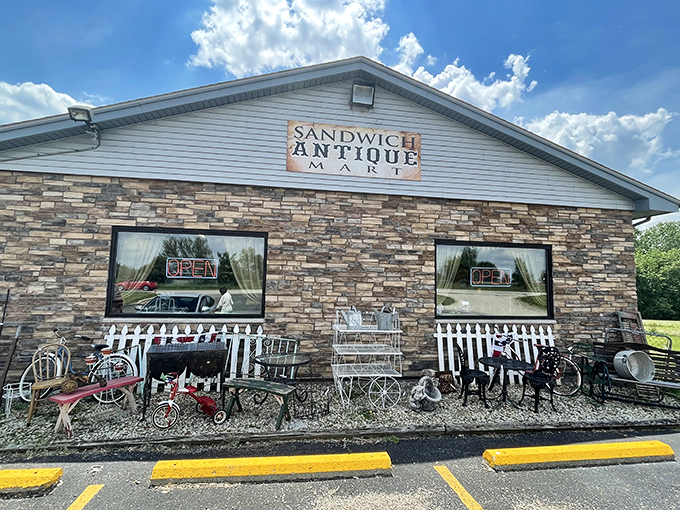 Welcome to the Sandwich Antique Mart, where history comes with a side of charm and a sprinkle of whimsy. This facade is like a time machine disguised as a building!