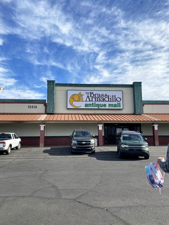 Welcome to the Brass Armadillo, where time stands still but your wallet might not! This antique wonderland is like Disneyland for history buffs and bargain hunters alike.