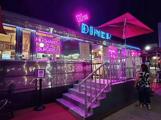 Shiny and chrome, this diner's not just a meal—it's a time machine with a side of neon. Step into the 1950s, where the milkshakes are thick and the nostalgia is thicker.