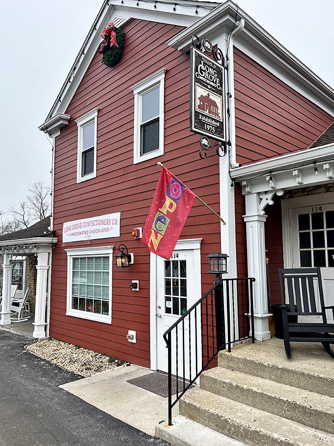 A red barn-like building that's more tempting than a siren's call. This charming exterior houses a world of sweetness waiting to be explored.