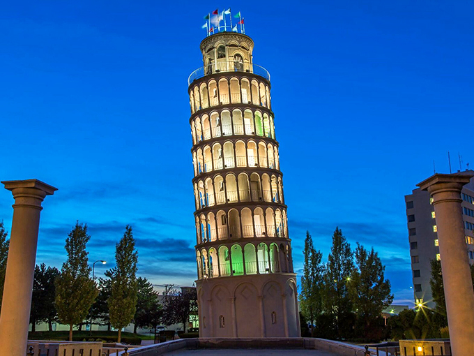 Leaning into the night! This illuminated wonder transforms Niles into a slice of Italy, minus the jet lag and overpriced espresso.