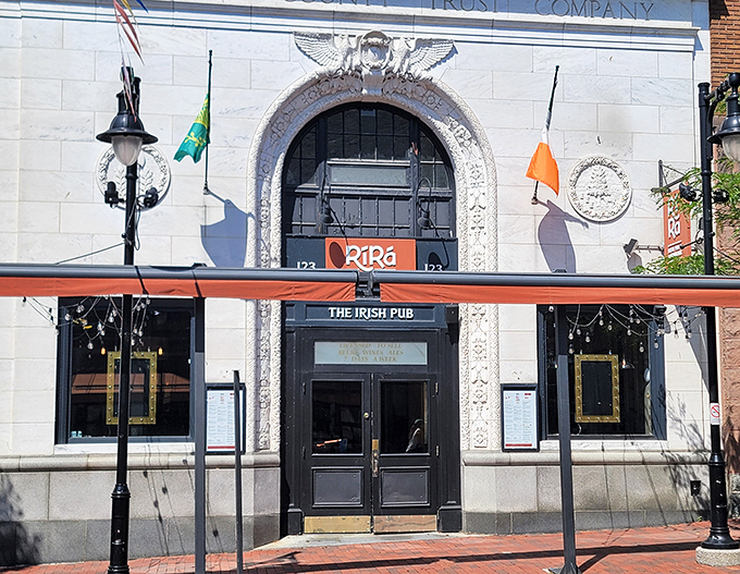 Step into a slice of Ireland! This grand entrance isn't just inviting; it's practically rolling out the green carpet for your taste buds.