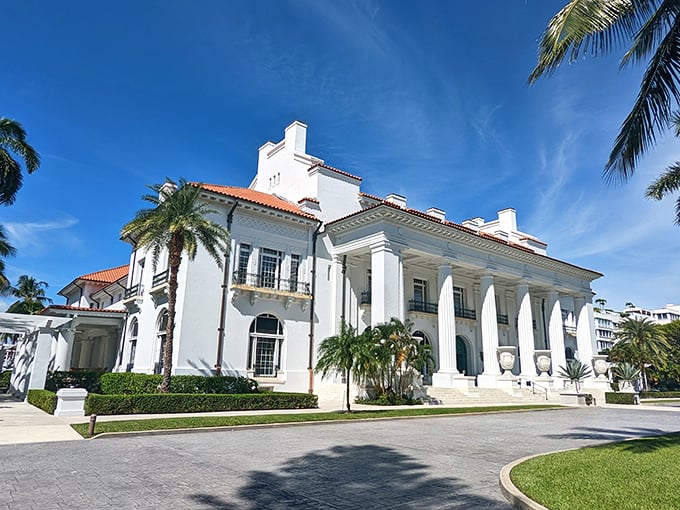 Palm trees and pillars: Florida's idea of a humble abode. This Gilded Age mansion makes my apartment look like a shoebox with windows.