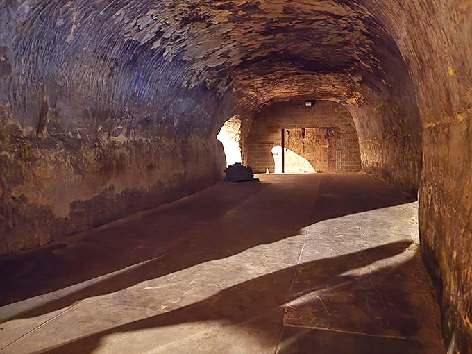 Castle or cave? This brick facade is the gateway to underground adventures, where history anda mystery intertwine like vines on ancient stone.